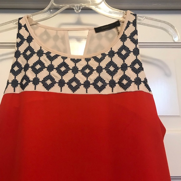 THML | Dresses | Thml Red Dress With Embroidered Neckline Small | Poshmark